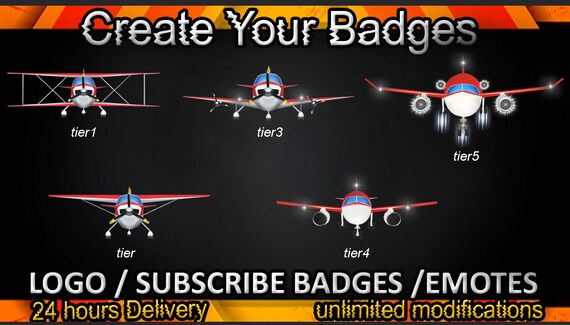 Plane Twitch Sub Badges / Plane Twitch Emotes / Plane Badges - Etsy