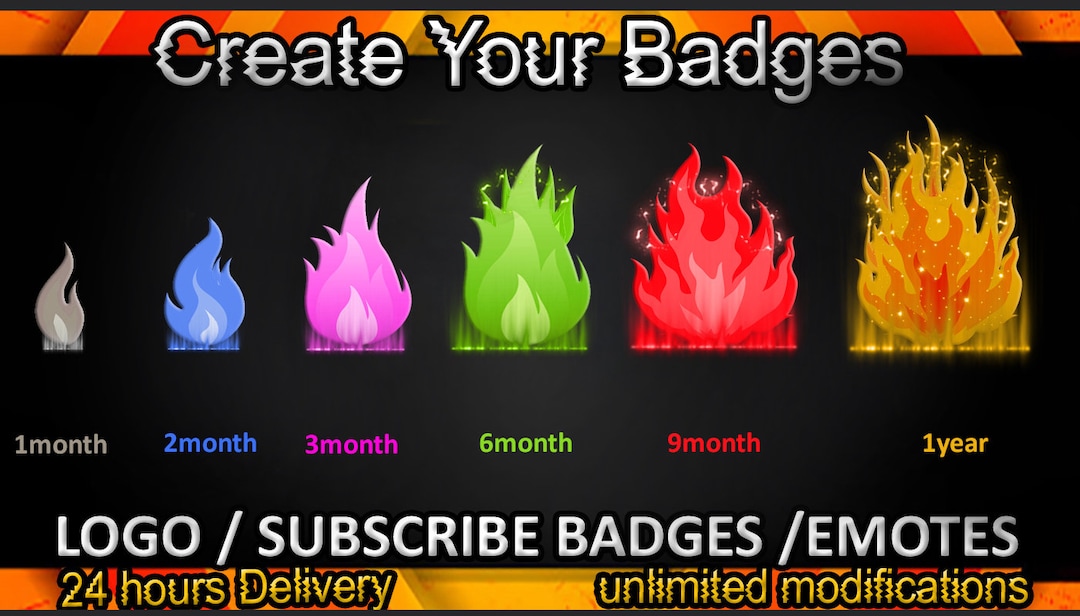 Fire Twitch Sub Badges, Fire Twitch Emotes/ Fire Badges for Streamers ...