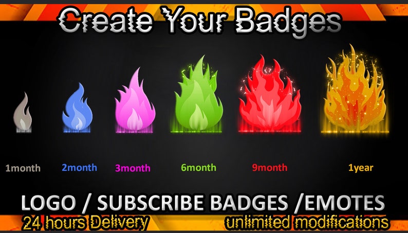 Fire Twitch Sub Badges, Fire Twitch Emotes/ Fire Badges for Streamers ...