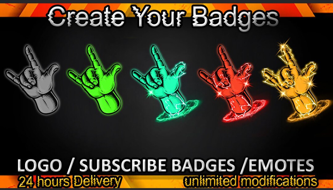 Metal Hand Twitch Sub Badges / Metal Hand Twitch Emotes / Metal Hand ...
