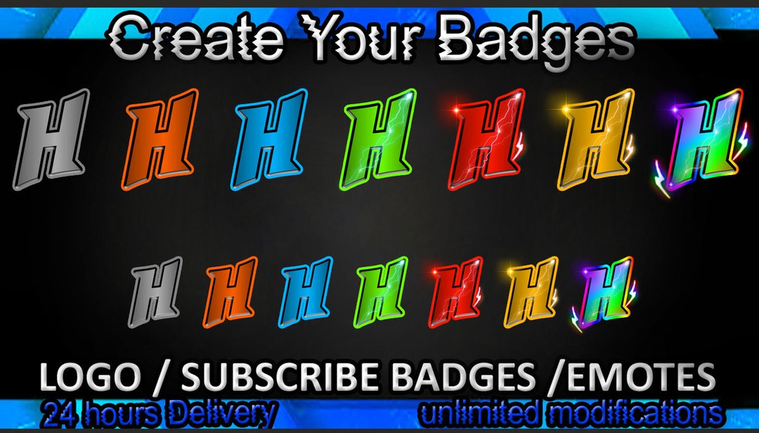 H Letter Twitch Sub Badges, H Letter Twitch Emotes/ H Letter Badges for ...