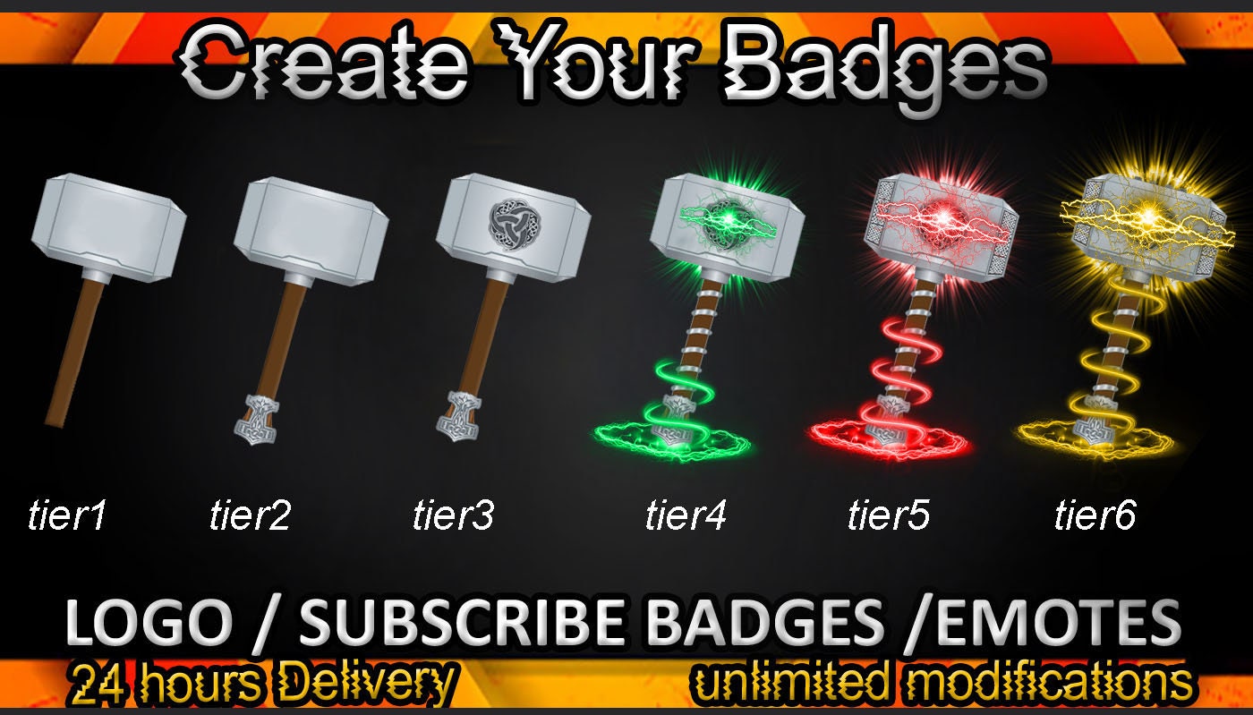 Hammer Twitch Sub Badges / Hammer Twitch Emotes / Hammer Badges for ...