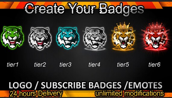 Tiger Twitch Sub Badges / Tiger Twitch Emotes / Tiger Badges | Etsy