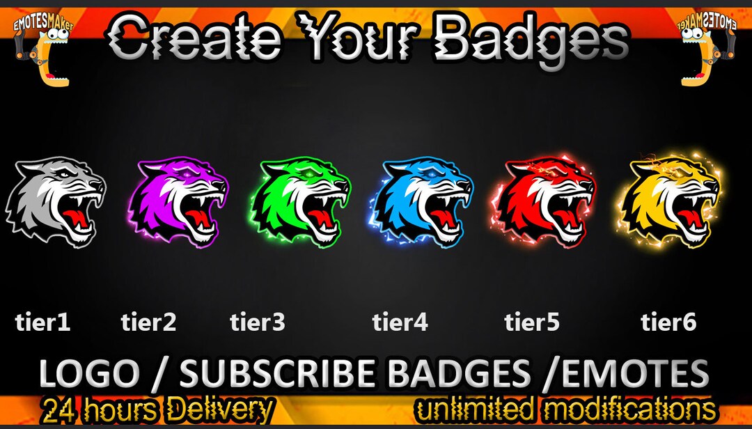 Tiger Twitch Sub Badges, Tiger Twitch Emotes/ Tiger Badges for ...