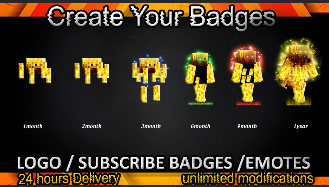Minecraft Twitch Sub Badges, Minecraft Twitch Emotes/ Minecraft Badges ...