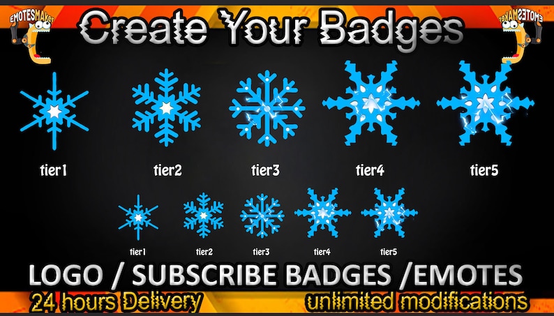 Snowflake Twitch Sub Badges, Snowflake Twitch Emotes/ Snowflake Badges ...