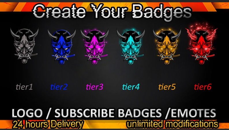 Oni Mask Twitch Sub Badges, Oni Mask Twitch Emotes/ Oni Mask Badges for ...