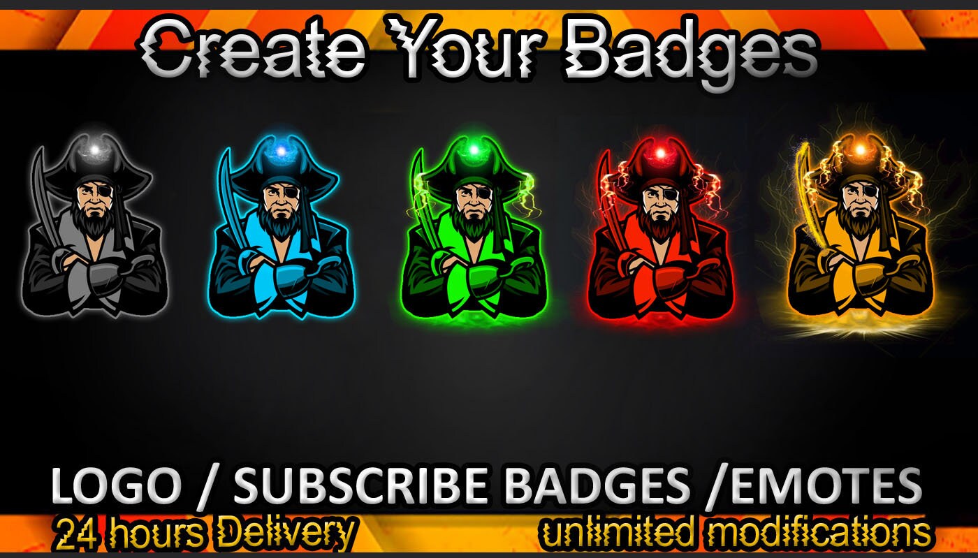 Pirate Twitch Sub Badges / Pirate Twitch Emotes / Pirate - Etsy