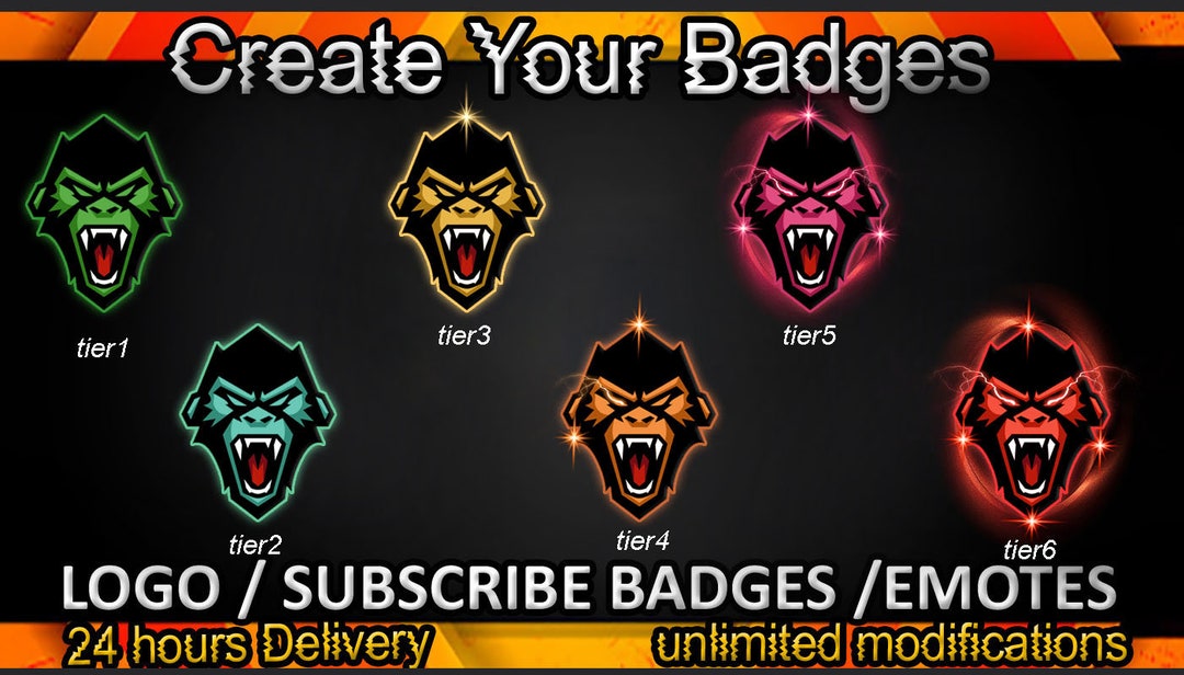 Monkey Twitch Sub Badges / Monkey Twitch Emotes / Monkey Badges für ...
