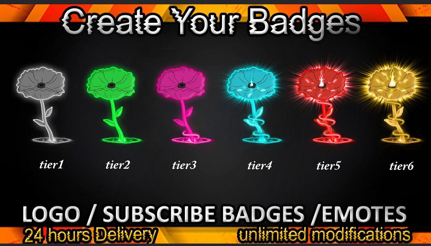 Poppy Flower Twitch Sub Badges Poppy Flower Twitch Emotes/ - Etsy