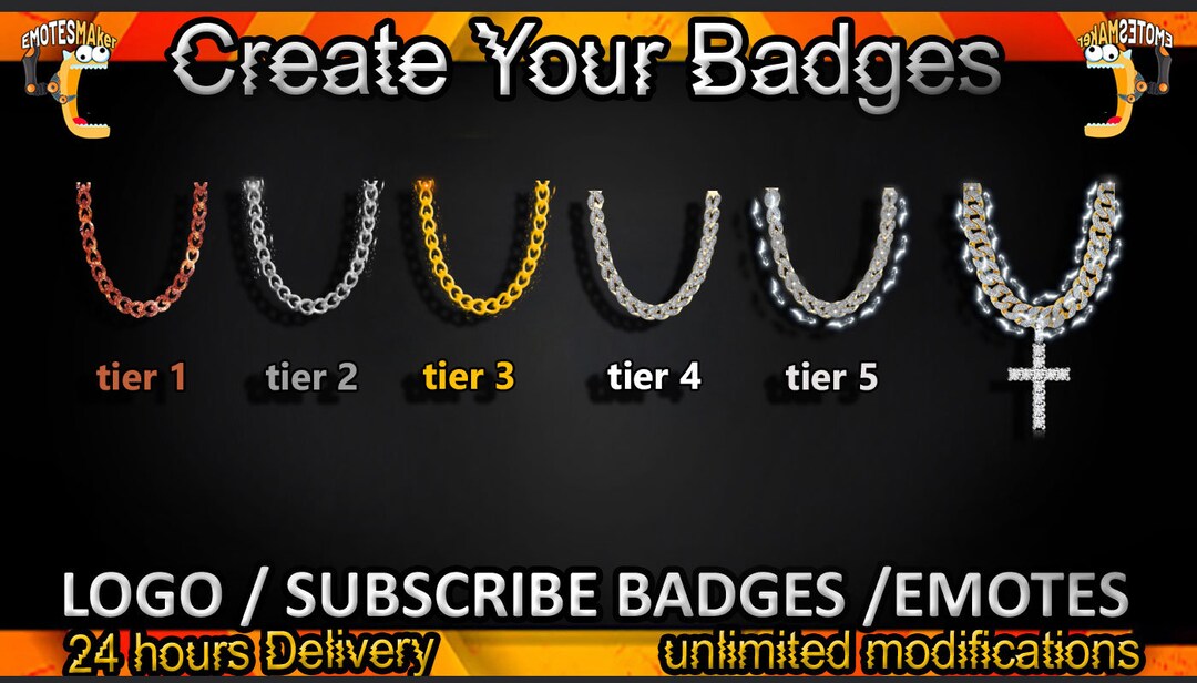 Chain Twitch Sub Badges, Chain Twitch Emotes/ Chain Badges for ...