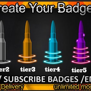 Bullets Twitch Sub Badges / Bullets Twitch Emotes / Bullets Badges for ...