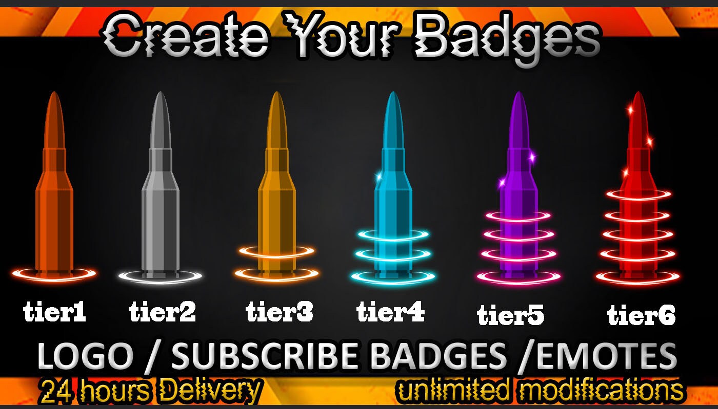 Bullets Twitch Sub Badges / Bullets Twitch Emotes / Bullets Badges for ...