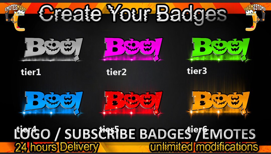 Boo Logo Twitch Sub Badges, Boo Logo Twitch Emotes/ Boo Logo Badges for ...