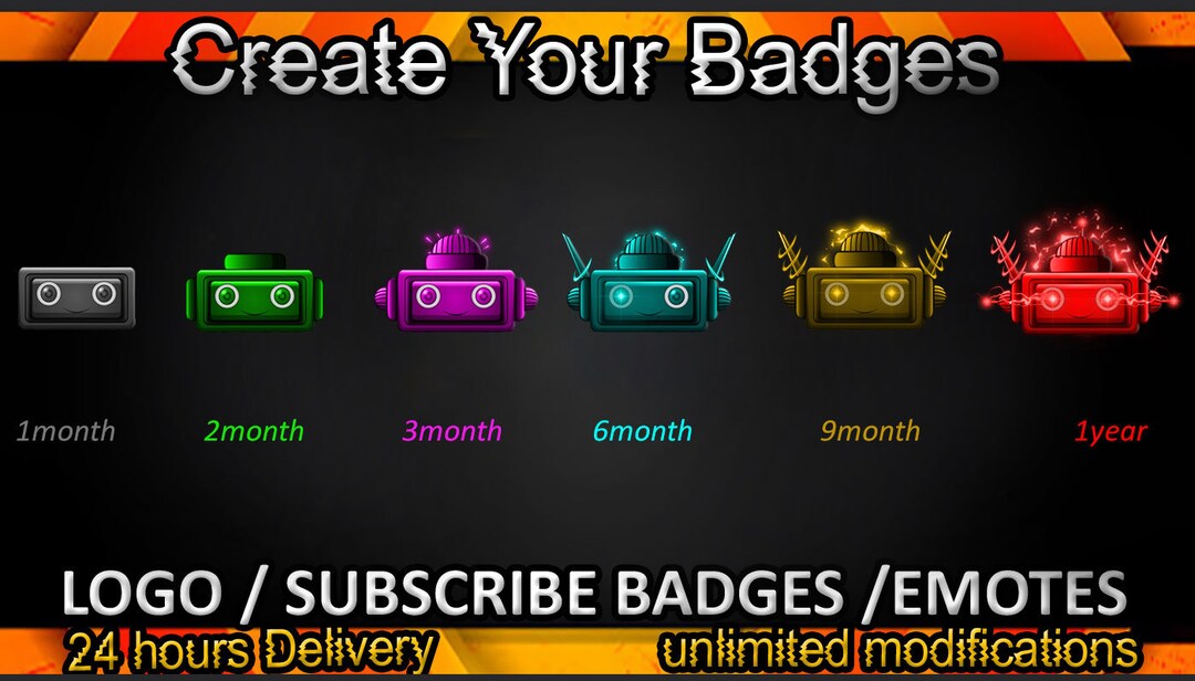 Robot Twitch Sub Badges, Robot Twitch Emotes/ Robot Badges for ...