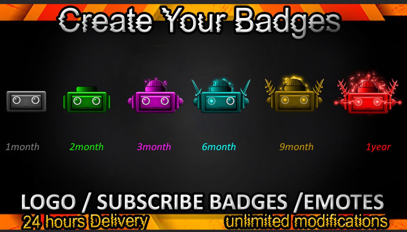 Robot Twitch Sub Badges, Robot Twitch Emotes/ Robot Badges for ...
