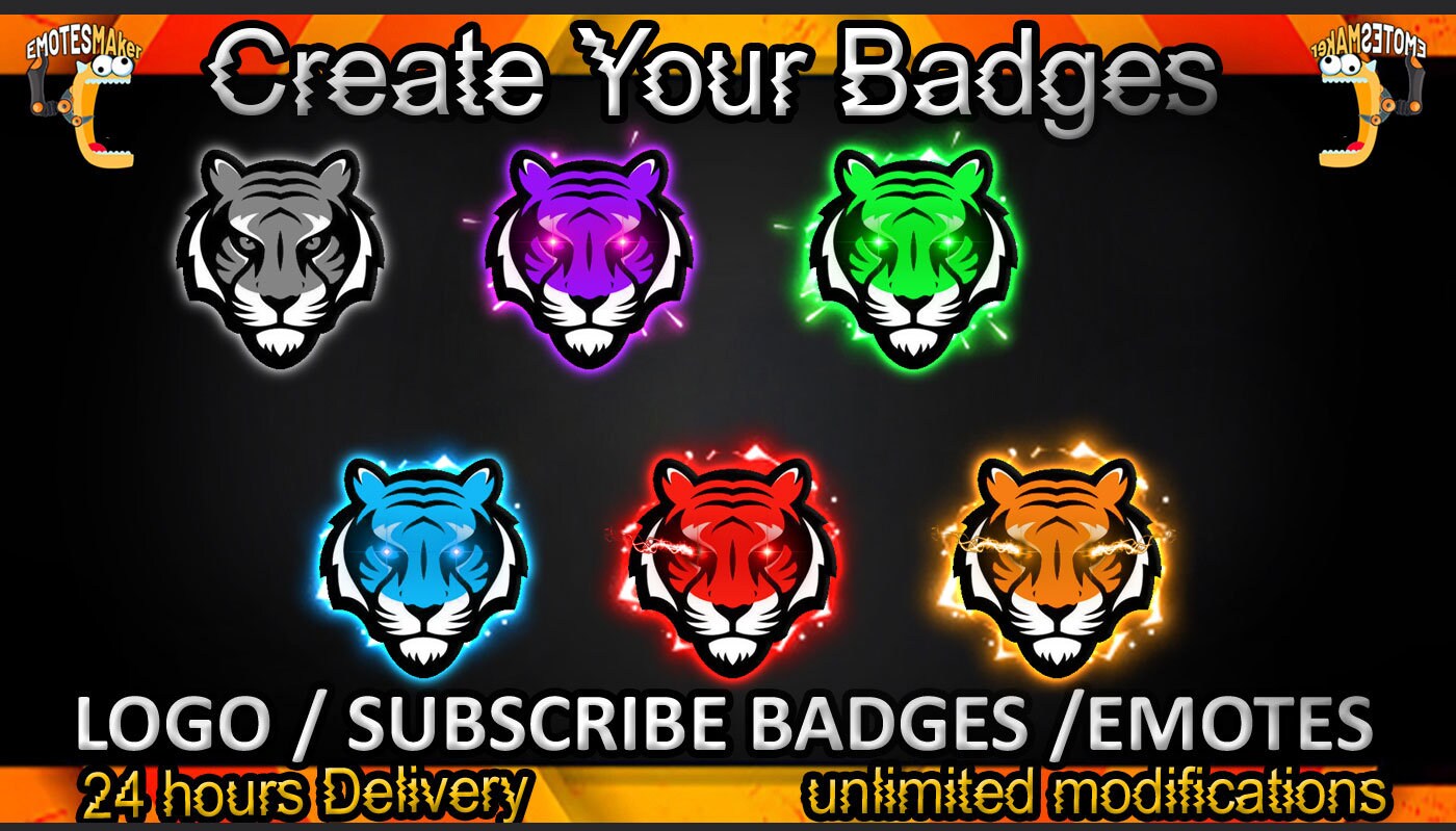 Tiger Twitch Sub Badges, Tiger Twitch Emotes/ Tiger Badges for ...