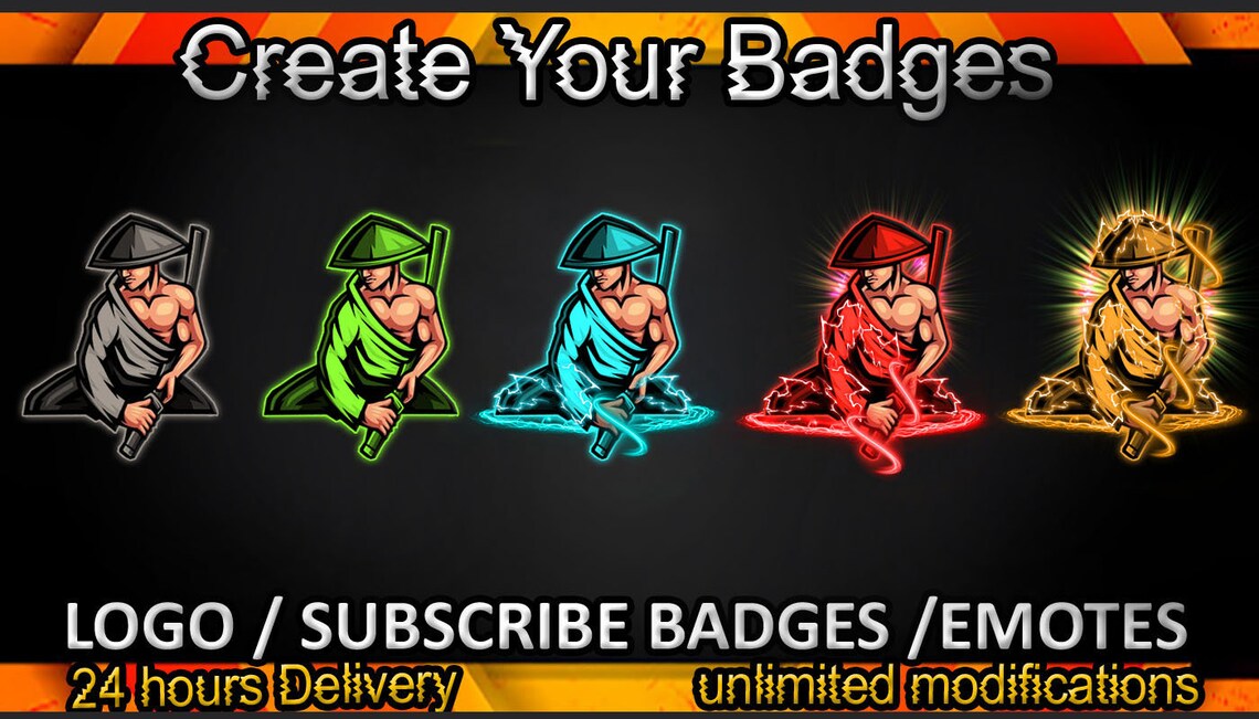 Samurai Twitch Sub Badges Samurai Twitch Emotes Samurai Badges For Streamers Samurai