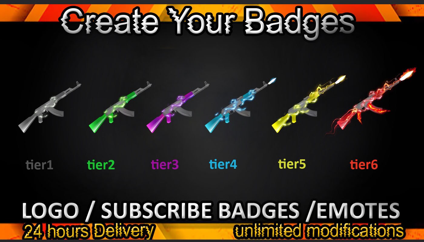 Gun Twitch Sub Badges, Gun Twitch Emotes/ Gun Badges for Streamers/gun ...