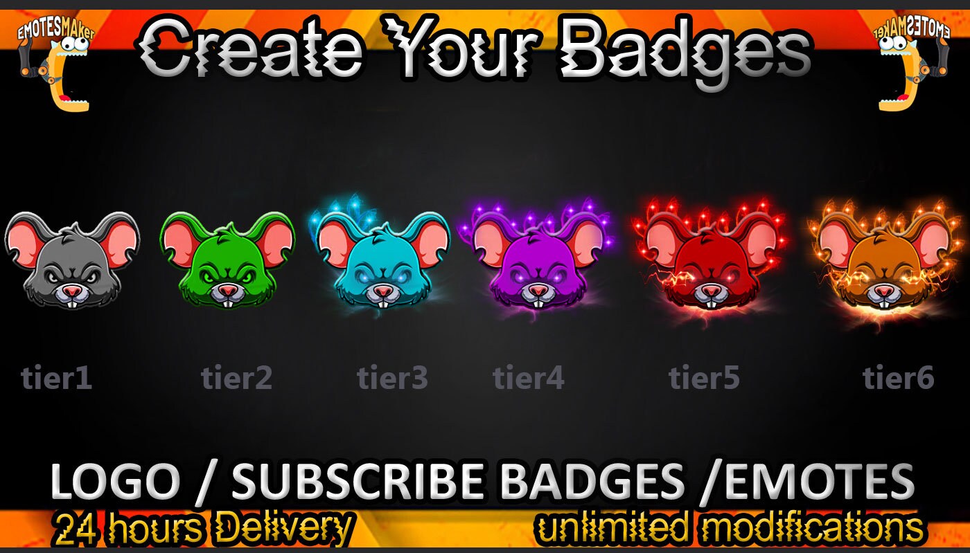 Rat Twitch Sub Badges, Rat Twitch Emotes/ Rat Badges for Streamers/ Rat ...