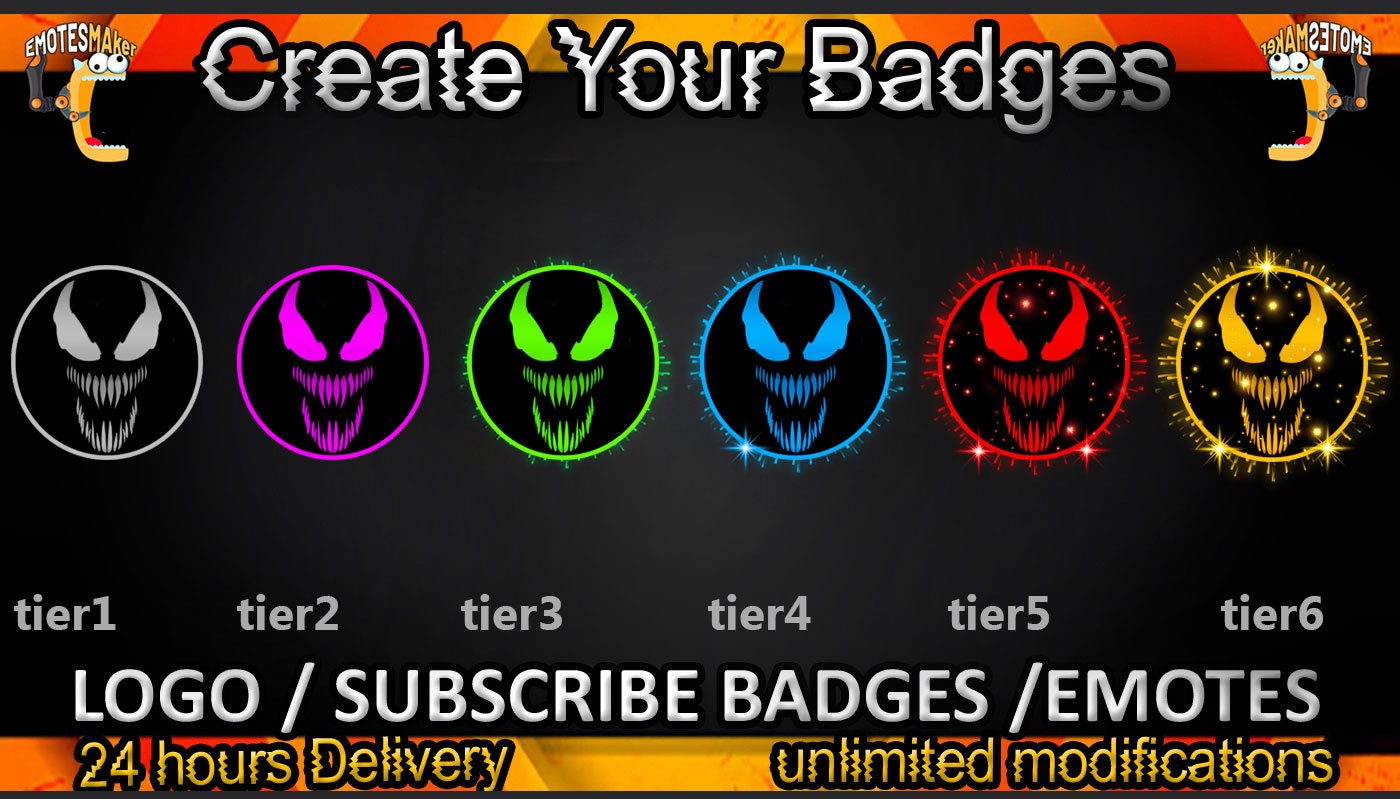 Venom Twitch Sub Badges, Venom Twitch Emotes/ Venom Badges for ...