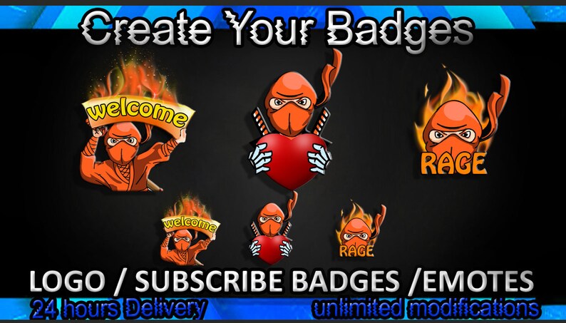 Ninja Twitch Sub Badges, Ninja Twitch Emotes/ Ninja Badges for ...