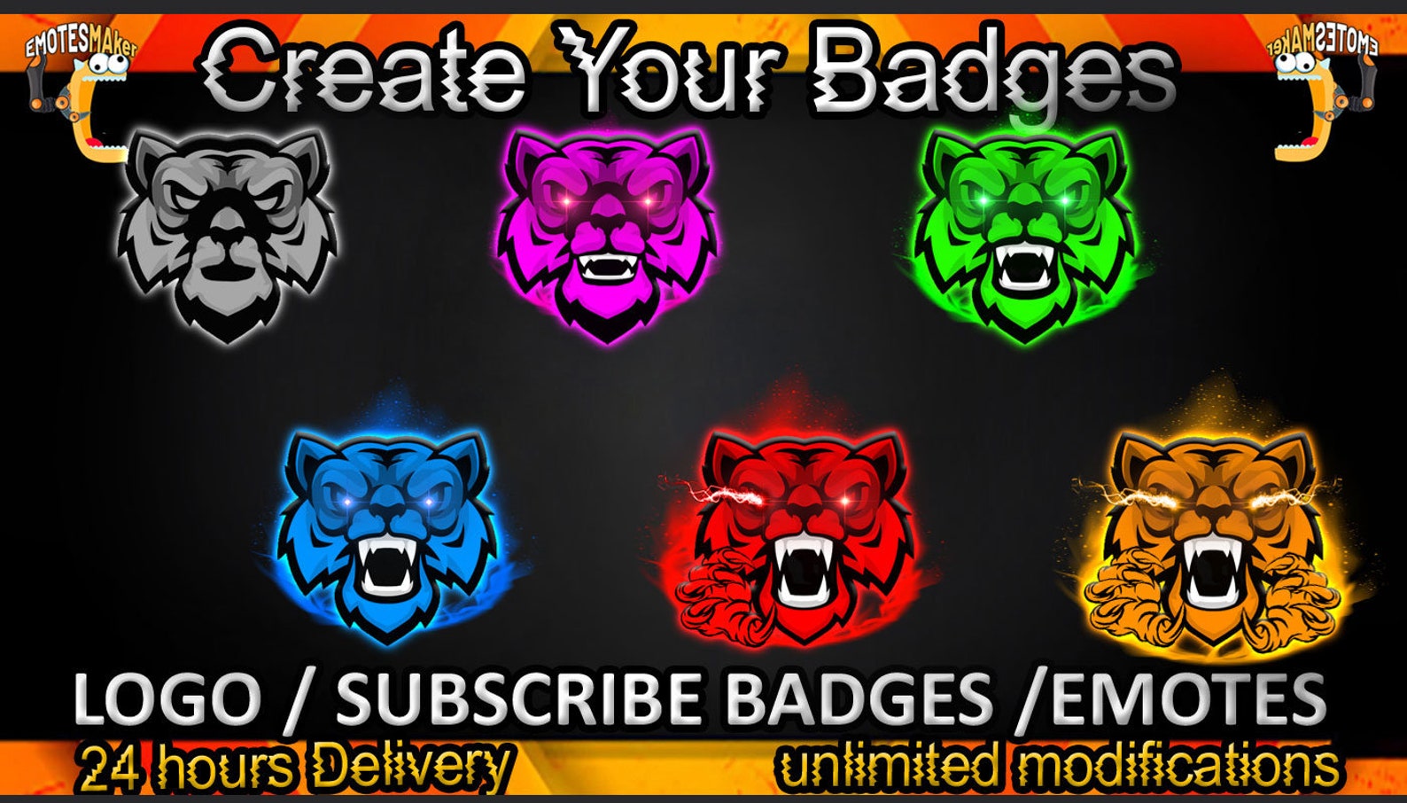 Tiger Twitch Sub Badges, Tiger Twitch Emotes/ Tiger Badges for ...
