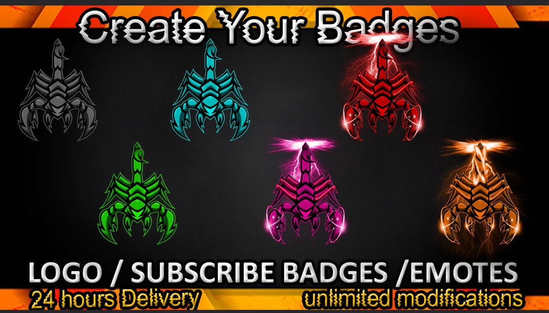 Scorpion Twitch Sub Badges / Scorpion Twitch Emotes / Scorpion Badges ...