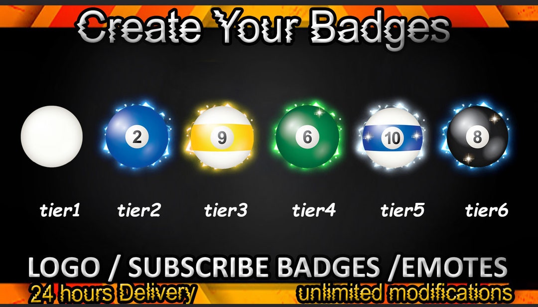Pool Ball Twitch Sub Badges, Pool Ball Twitch Emotes/ Pool Ball Badges ...