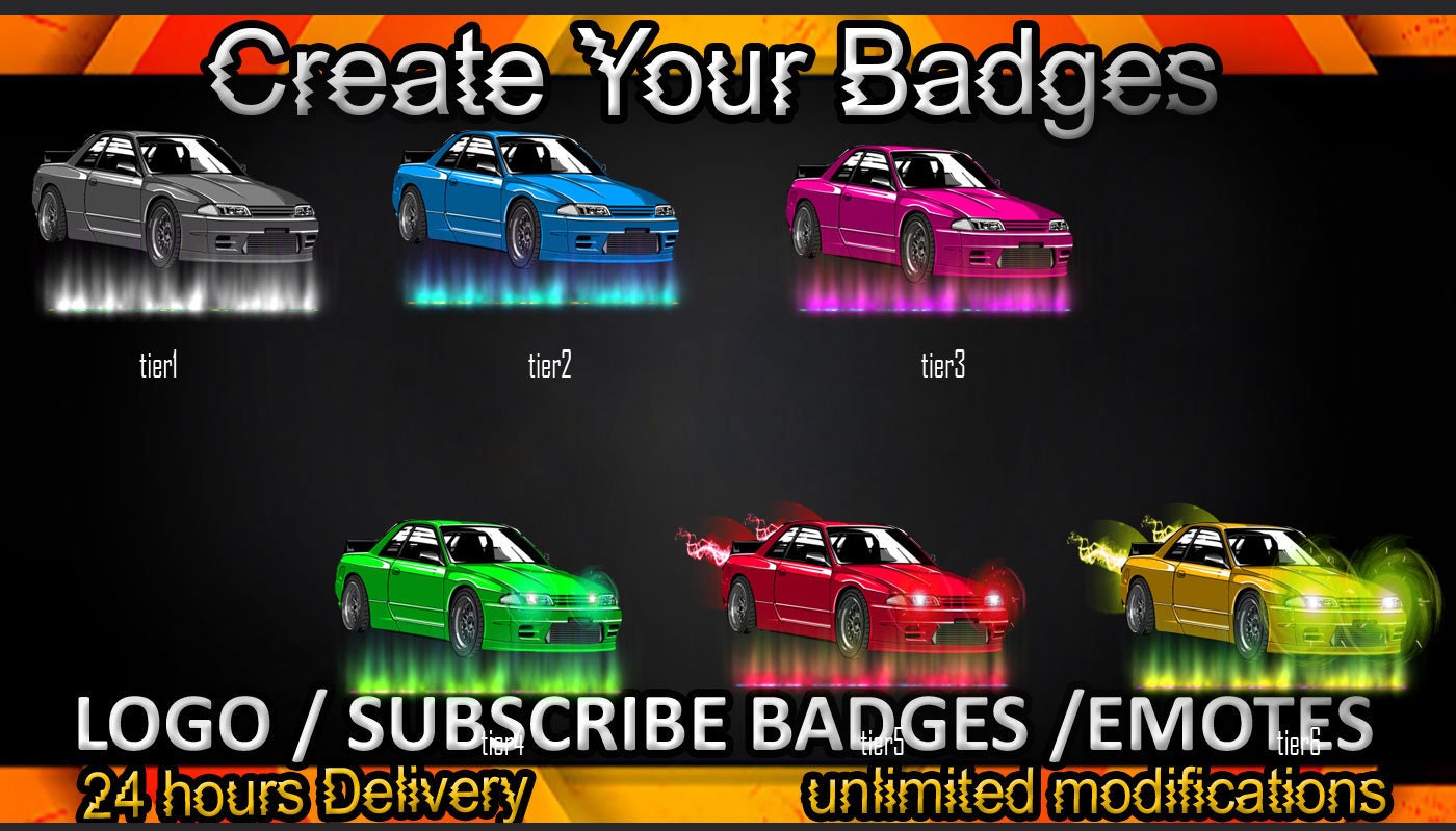 Car Twitch Sub Badges, Car Twitch Emotes/ Car Badges for Streamers/ Car ...