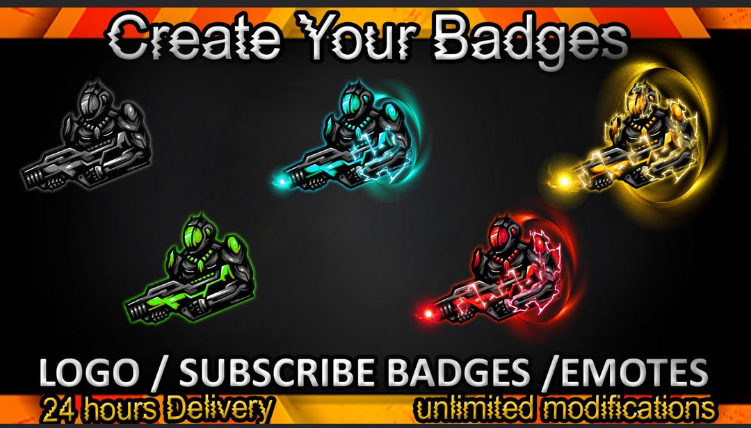 Robotic Twitch Sub Badges / Robotic Twitch Emotes / Robotic Badges for ...