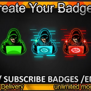 Hacker Twitch Sub Badges / Hacker Twitch Emotes / Hacker Badges for ...