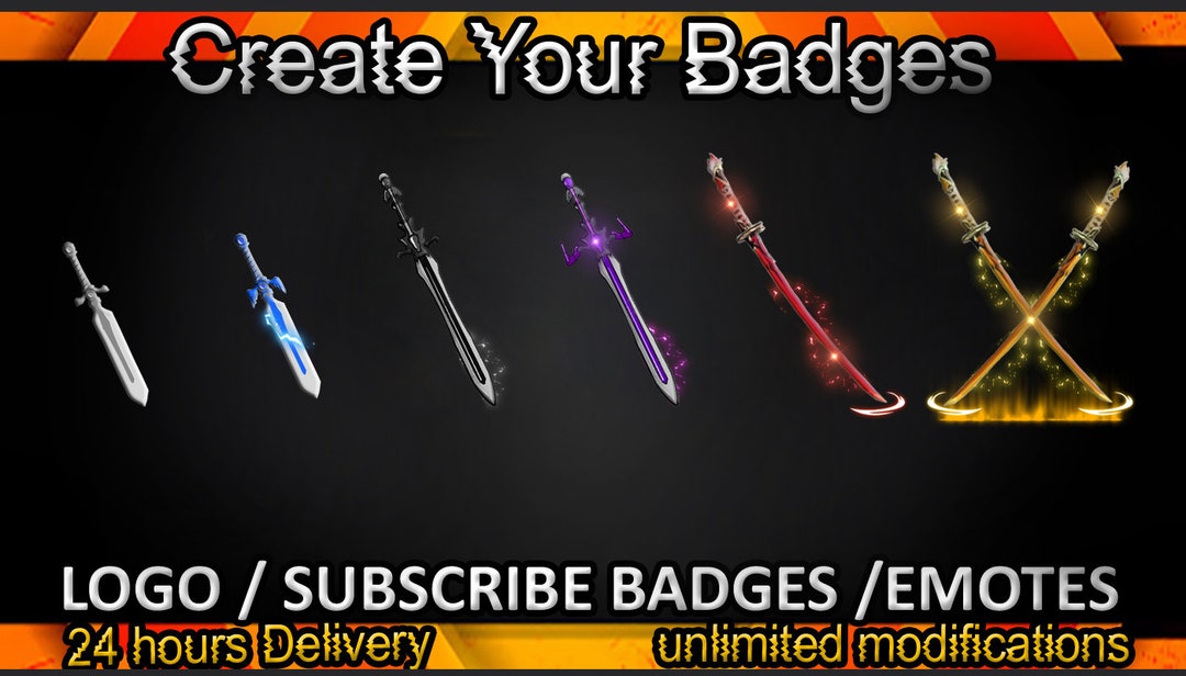 Katana Twitch Sub Badges, Katana Twitch Emotes/ Katana Badges for ...