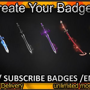 Katana Twitch Sub Badges, Katana Twitch Emotes/ Katana Badges for ...