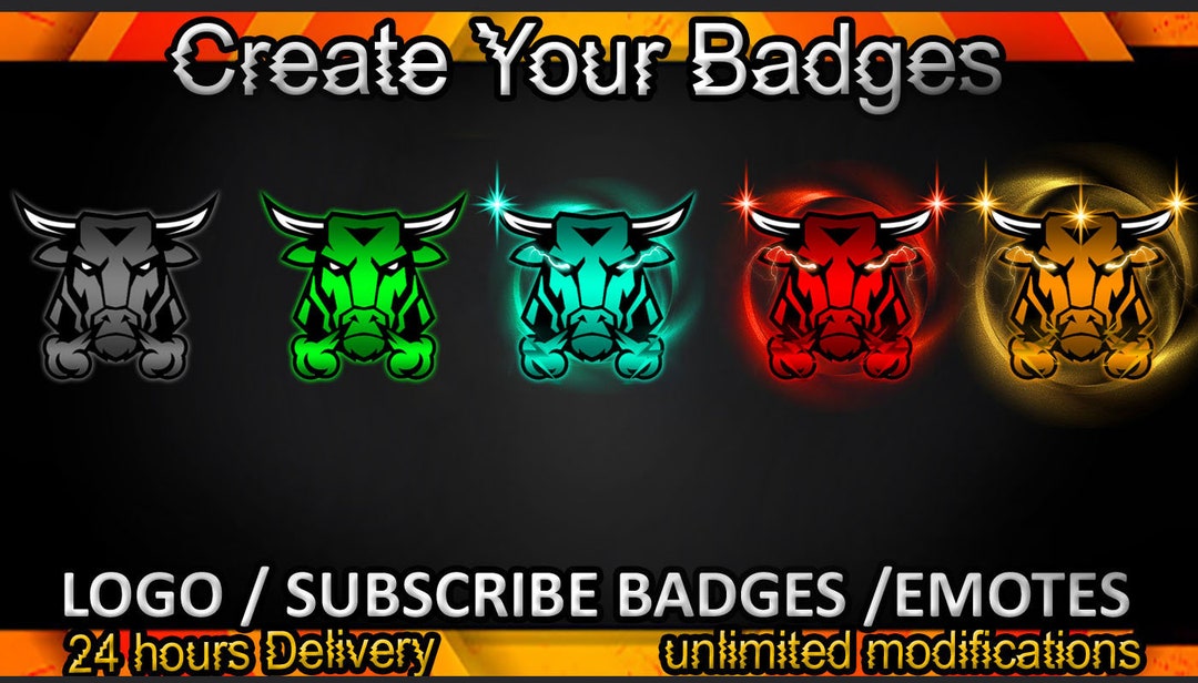 Bull Twitch Sub Badges / Bull Twitch Emotes / Bull Badges for Streamers ...