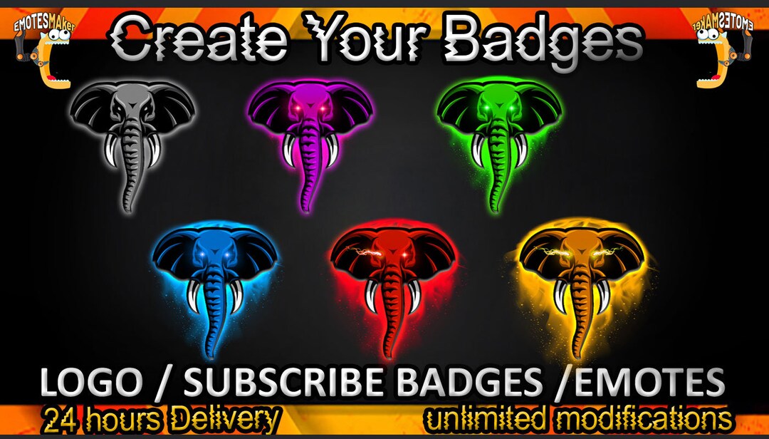 Elephant Twitch Sub Badges, Elephant Twitch Emotes/ Elephant Badges for ...