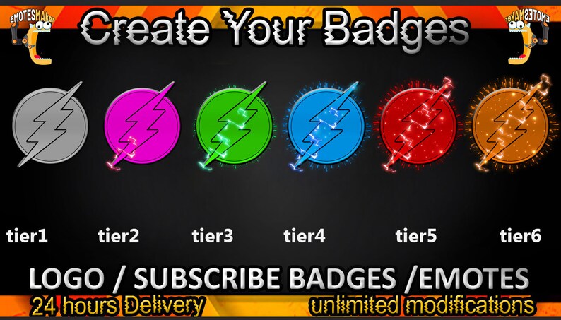 Bolt Logo Twitch Sub Badges, Bolt Logo Twitch Emotes/ Bolt Logo Badges ...