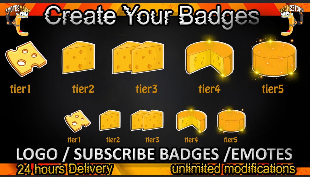 Cheese Twitch Sub Badges, Cheese Twitch Emotes/ Cheese Badges for ...