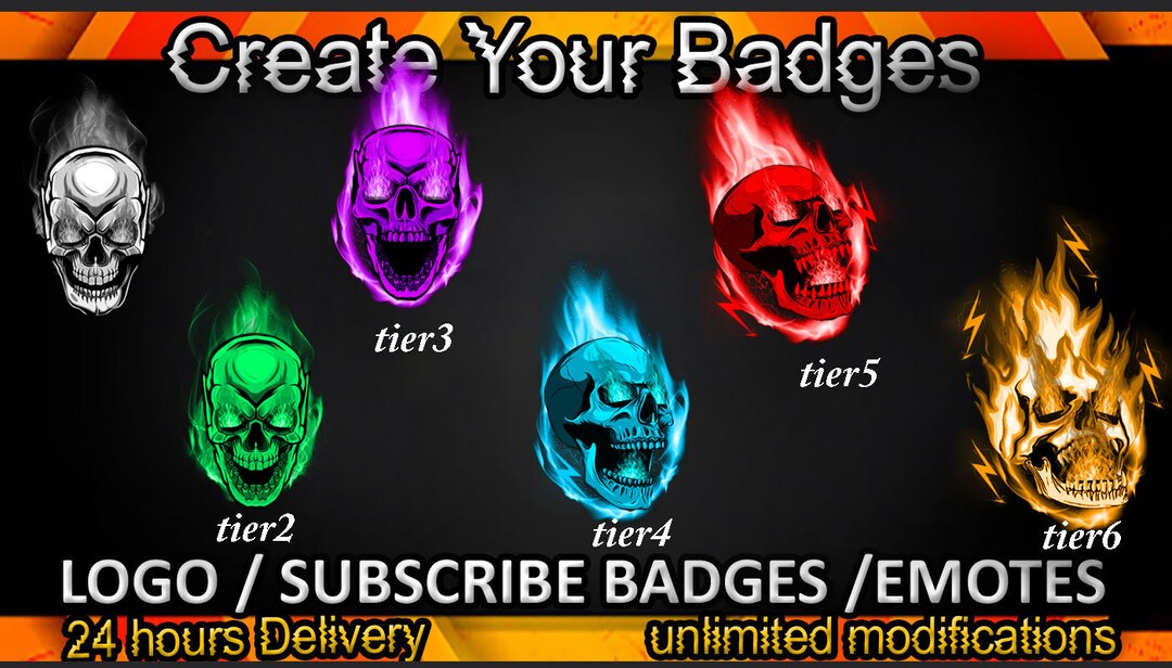 Skull Twitch Sub Badges, Skull Twitch Emotes/ Skull Badges for ...