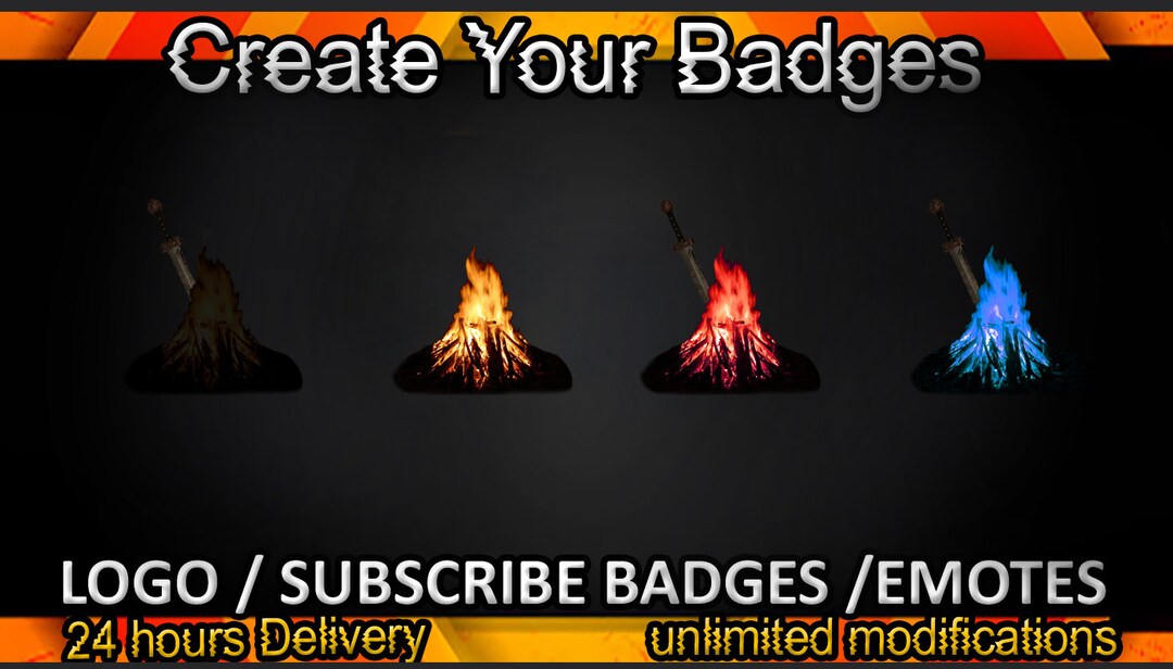 Fire Twitch Sub Badges, Fire Twitch Emotes/ Fire Badges for Streamers ...