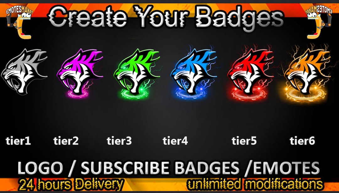 Tiger Twitch Sub Badges, Tiger Twitch Emotes/ Tiger Badges for ...