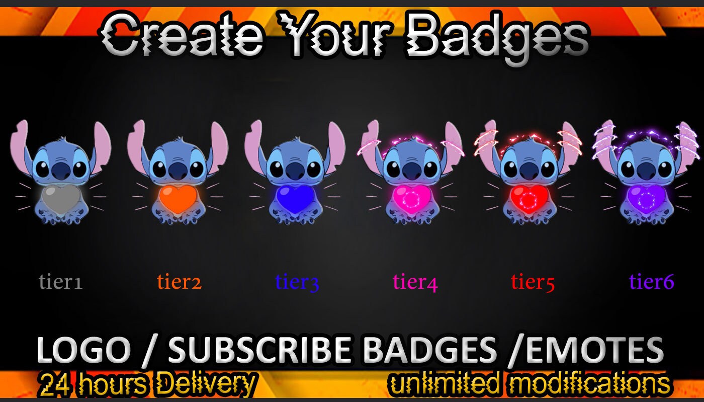 Stitch Twitch Sub Badges, Stitch Twitch Emotes/ Stitch Badges for ...