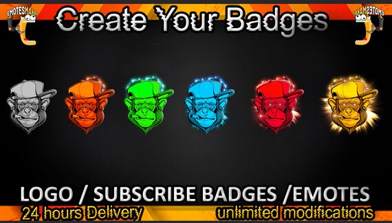 Monkey Twitch Sub Badges Monkey Twitch Emotes/ Monkey Badges - Etsy