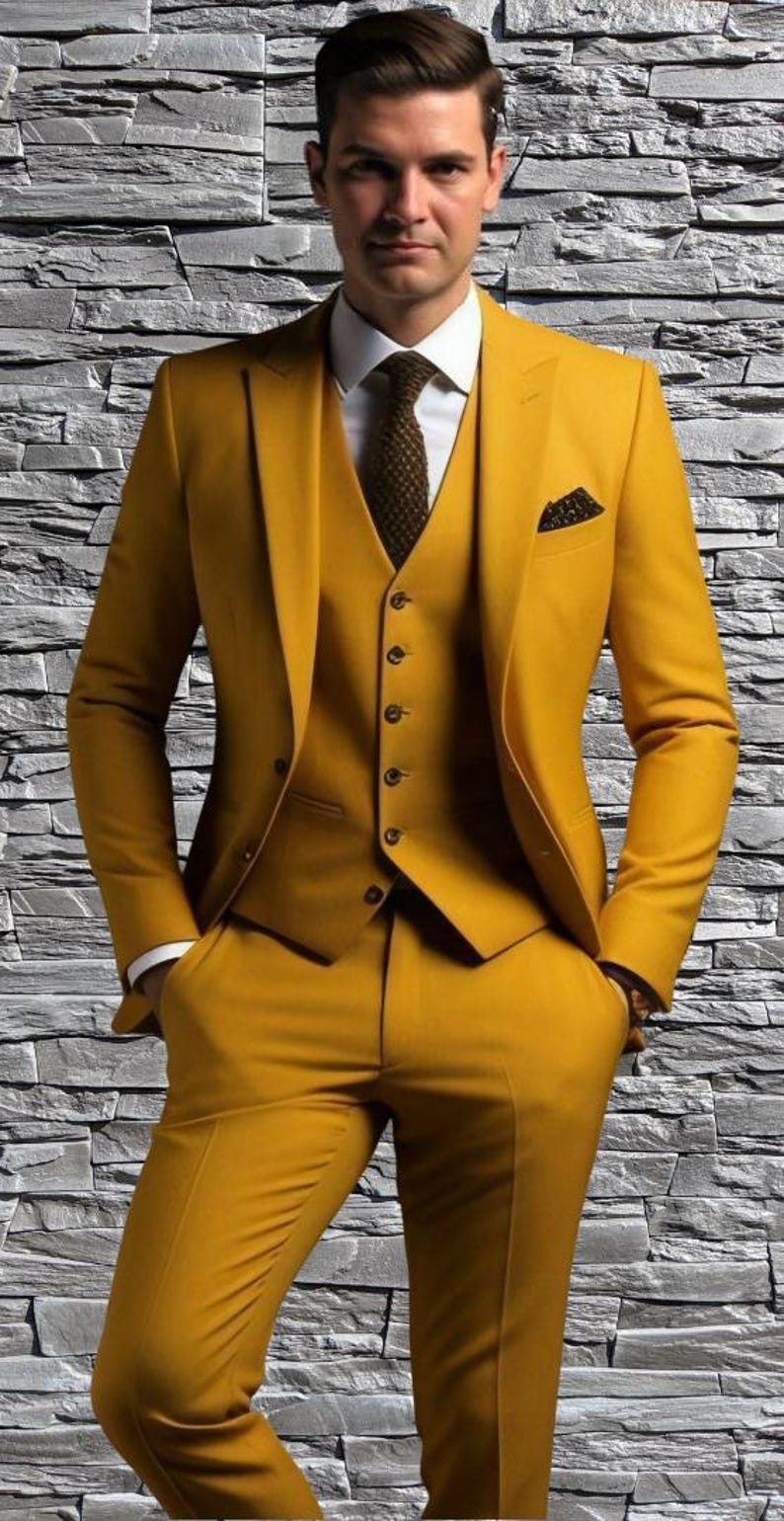Premium Yellow Suit for Men - Men’s 3-piece Formal Suit - Elegant ...