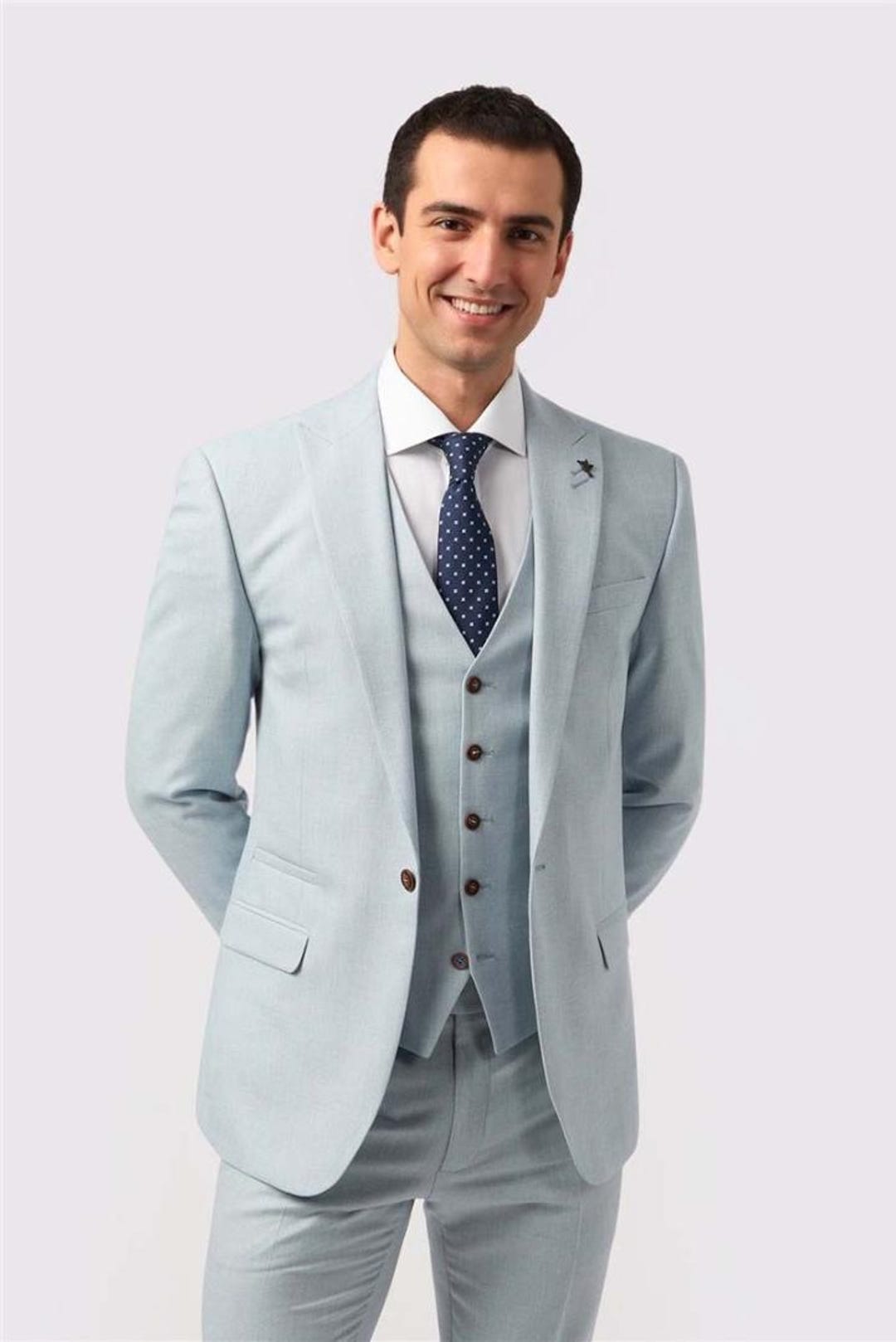 Premium Pale Blue Suit for Men - Men's Custom Blue 3-piece Suit ...