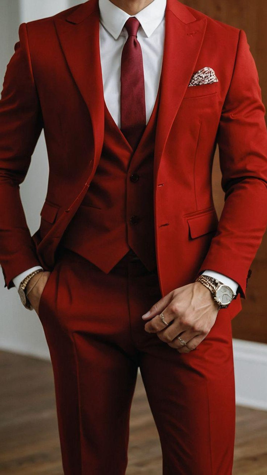 Premium Men's Brick Red Suit - Wedding Party Wear - Groomsmen Suits ...