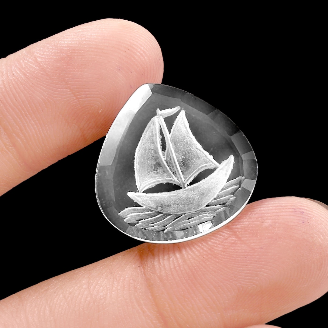 Natural Clear Crystal Intaglio Carving, Jewelry Making Gemstone, Size ...