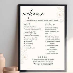 Editable Airbnb Welcome Sign, Printable Welcome Poster, Vacation ...