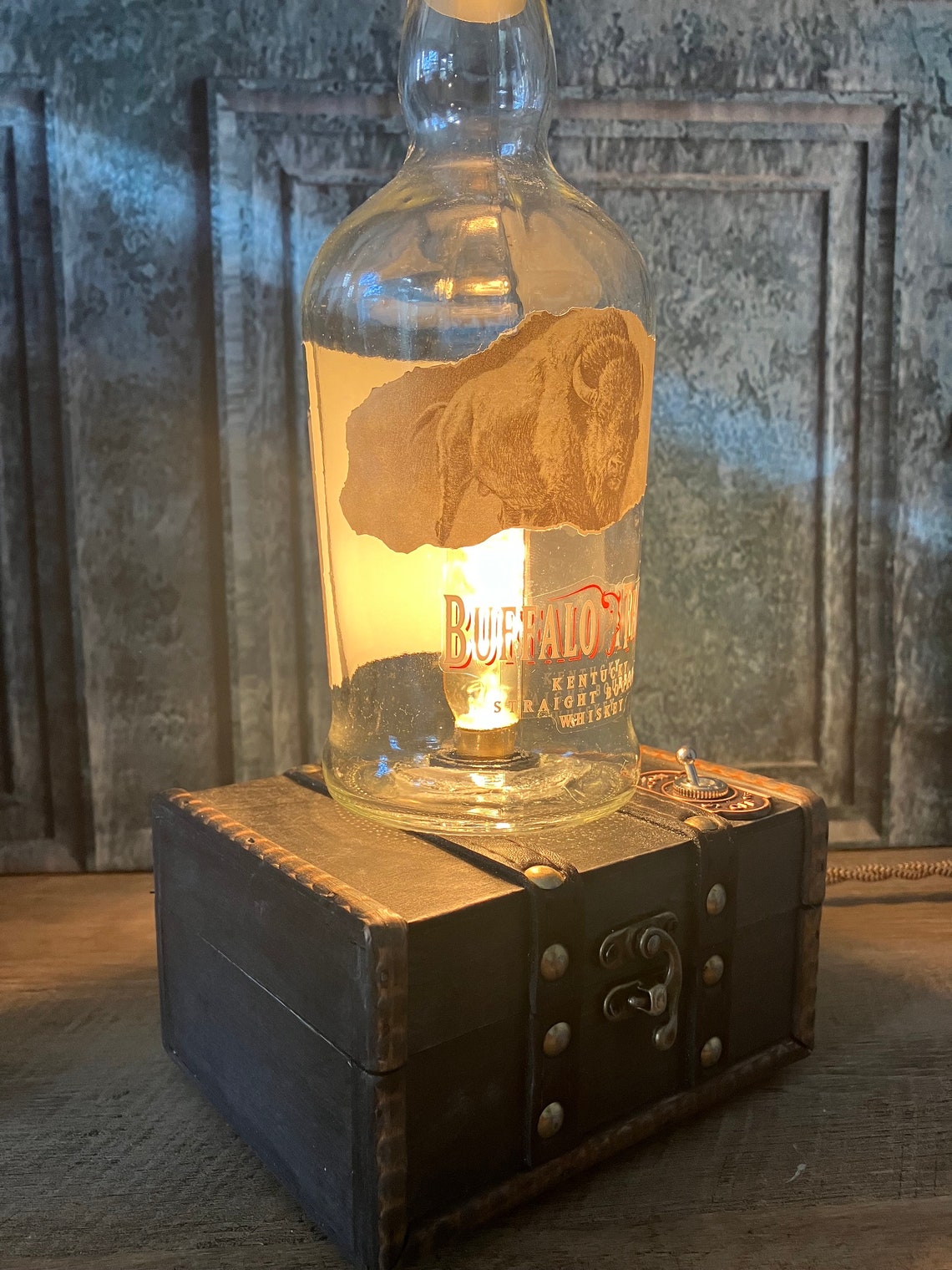 Buffalo Trace Bourbon Bottle Lamp, Vintage Speakeasy Bar Decor - Etsy