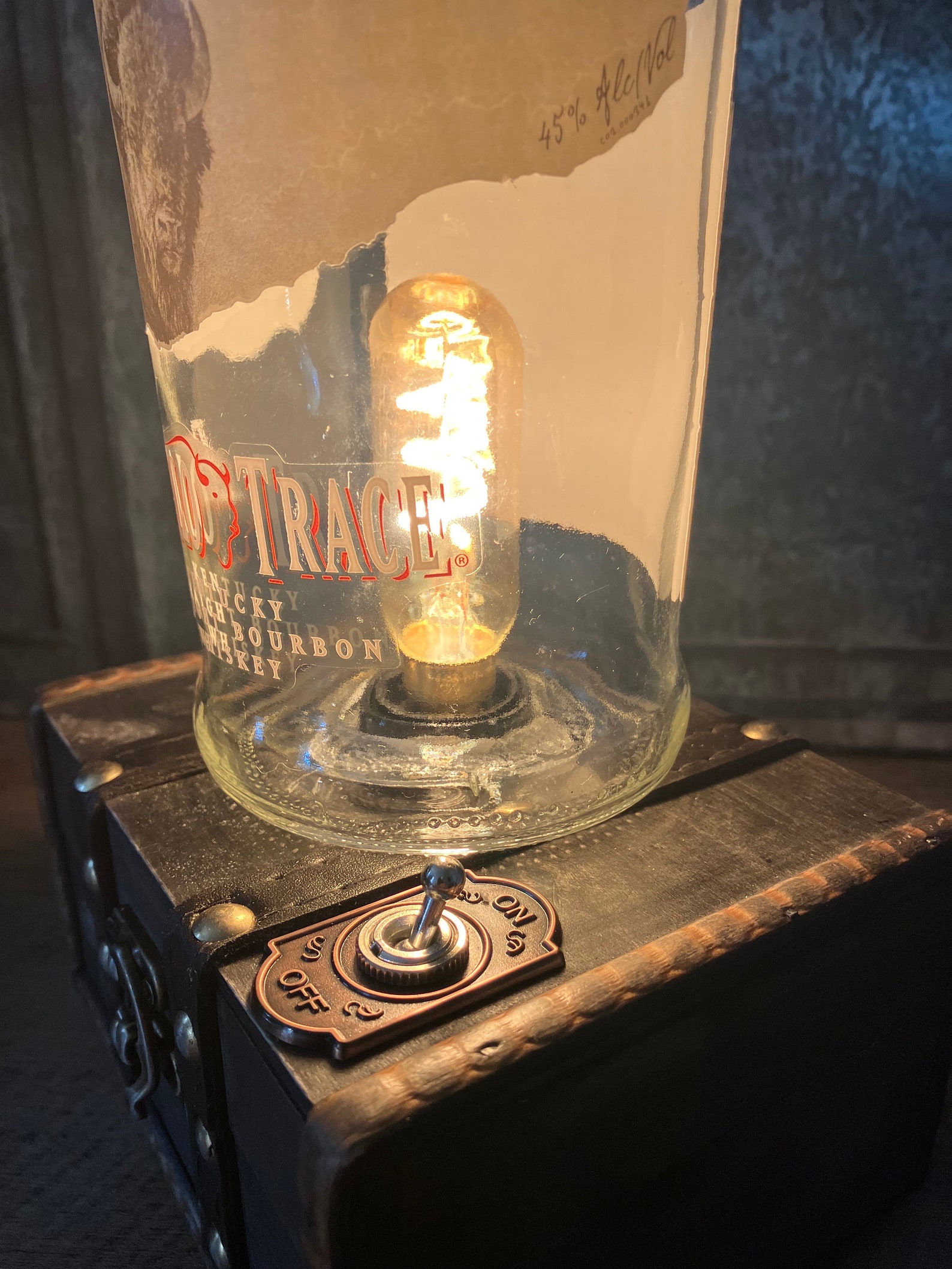 Buffalo Trace Bourbon Bottle Lamp, Vintage Speakeasy Bar Decor - Etsy
